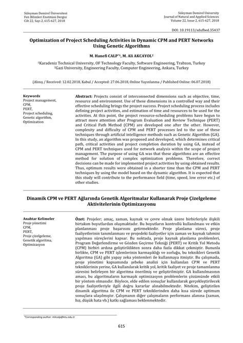 pdf optimization of project scheduling activities in dynamic cpm and pert networks using