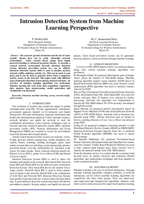 pdf ijert intrusion detection system from machine learning perspective ijert journal