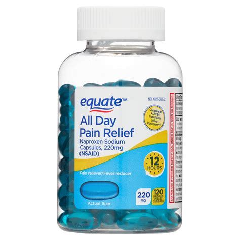 Equate Naproxen Sodium All Day Pain Relief Liquid Gels 220 Mg 120 Count
