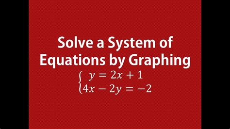 solve a system of equations by graphing y 2x 1 4x 2y 2 youtube