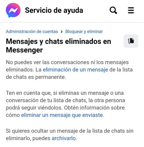 Cómo recuperar conversaciones borradas de Messenger en Facebook desde