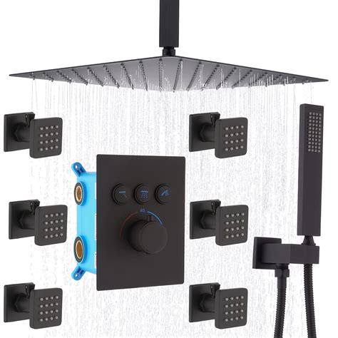 Brass Thermostatic Shower System Can Run Together Ceiling Mount