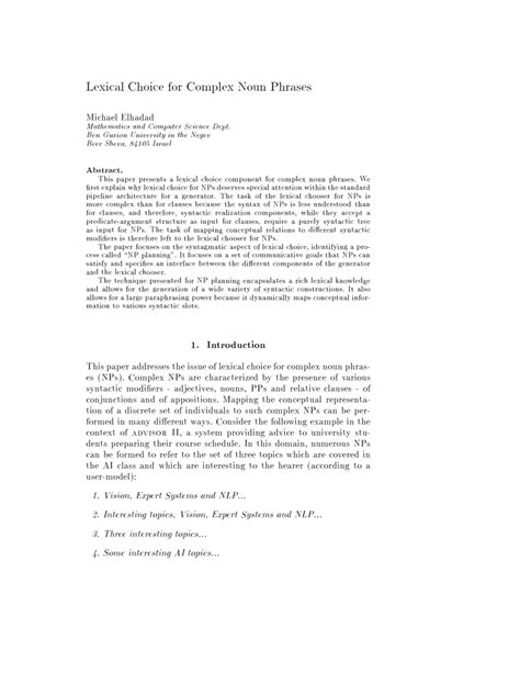 pdf lexical choice for complex noun phrases structure modifiers and determiners