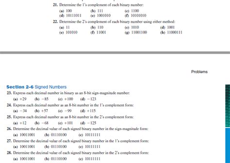 solved 21 determine the 1 s complement of each binary