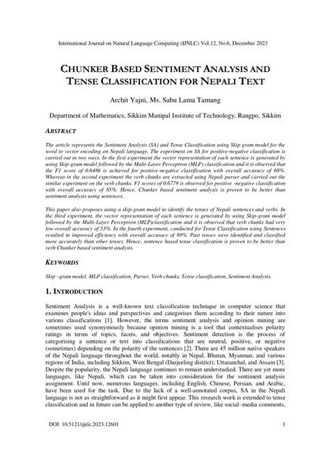 pdf chunker based sentiment analysis and tense classification for nepali text