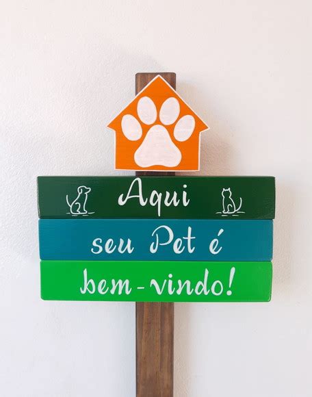 Placa para Jardim Aqui Seu Pet É Bem vindo pet Friendly