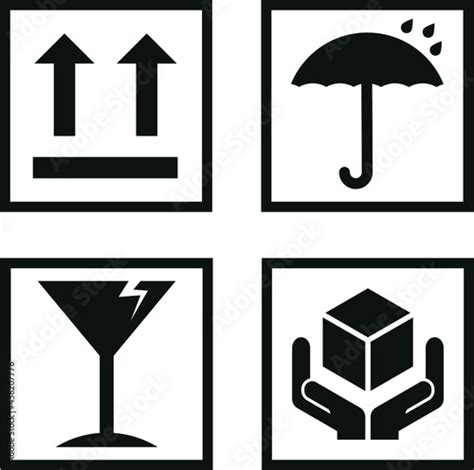 Fragile Package Icons Set Handle With Care Logistics And Delivery