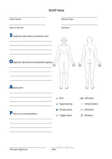 Blank Soap Note Template Soap Note Notes Template Massage Off