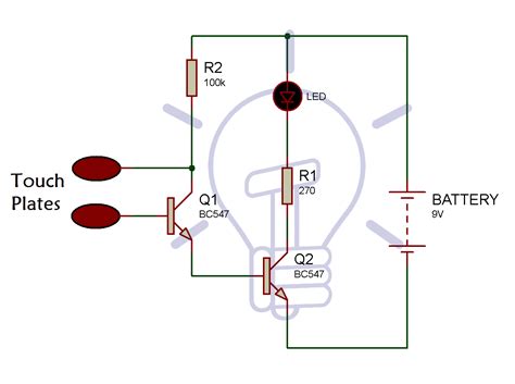 Simple Touch Sensitive Switch Circuit Using Timer Bc Transistor