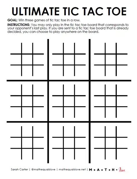 Ultimate Tic Tac Toe Free Printable Pdf Template