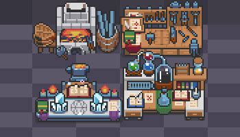 2D Pixel Art Crafting Tables Sprite Pack By Elthen S Pixel Art Shop