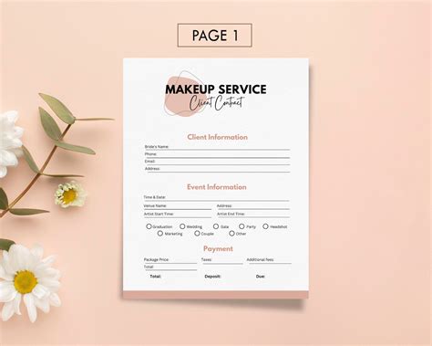 Bridal Makeup Makeup Artist Contracts Set Pdf Prints Etsy