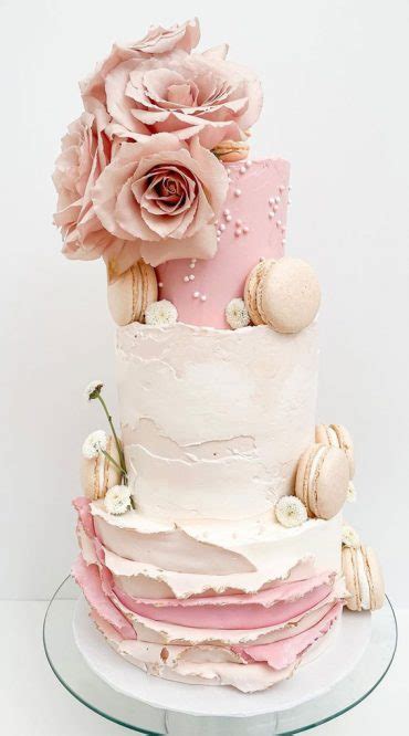 Beautiful Wedding Cakes In Flowers Ruffles And Macarons