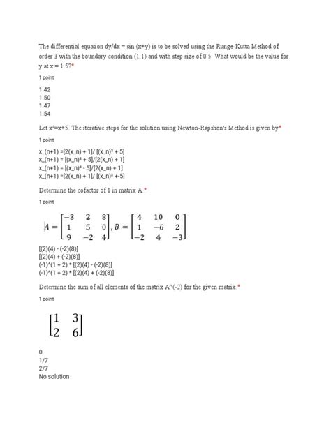 numericals pdf matrix mathematics determinant