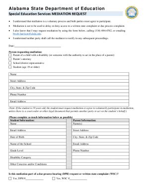 Fillable Online Dispute Mediation Request Dispute Mediation Request