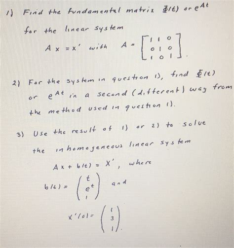 solved find the fundamental matrix phi t or e delta t f