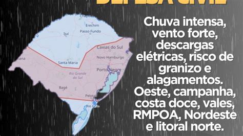 Defesa Civil Alerta Para Chuva Intensa Vento Forte Descargas