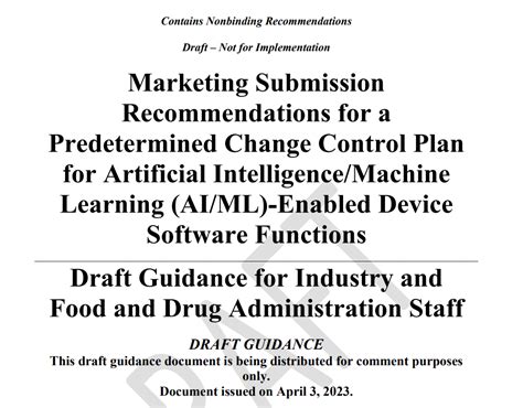 Fda Draft Guidance Pccp Recommendations Ai Ml
