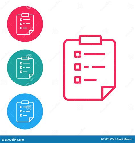 Red Line Clipboard With Checklist Icon Isolated On White Background