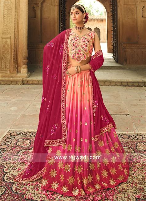 Shaded Pink Wedding Designer Lehenga Choli