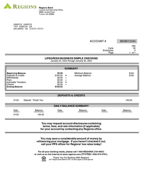 Fake Regions Bank Statement Template Free Honstory