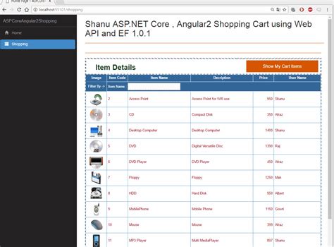 asp core angular2 shopping cart using web api and ef 1 0 1 codeproject