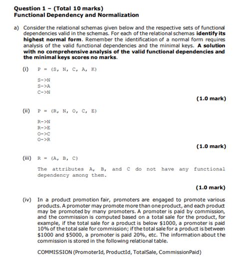 solved question 1 total 10 marks functional dependency