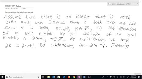 proof of there is no integer that is both even and odd youtube
