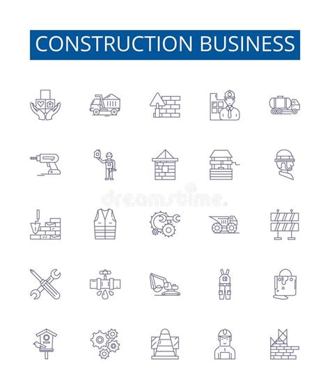 Construction Business Line Icons Signs Set Design Collection Of