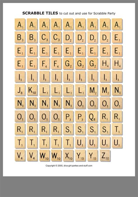 Printable Scrabble Tiles Worksheet