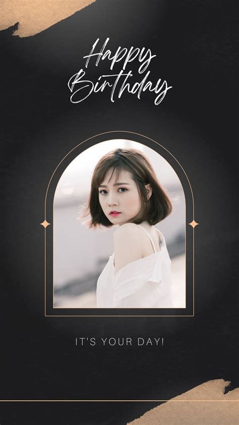Aesthetic Happy Birthday Instagram Story Template Black