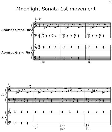 Moonlight Sonata 1st Movement Sheet Music For Piano