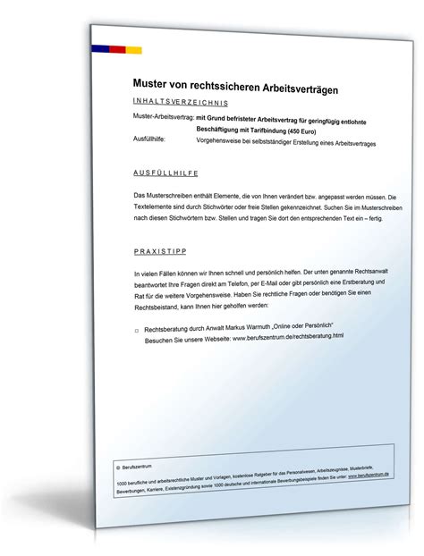 Befristeter Arbeitsvertrag Mit Grund Minijob Mit Tarifbindung
