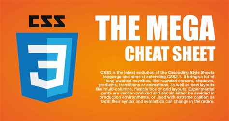 The Mega CSS3 Cheat Sheet Infographic Make A Website Hub Css Cheat