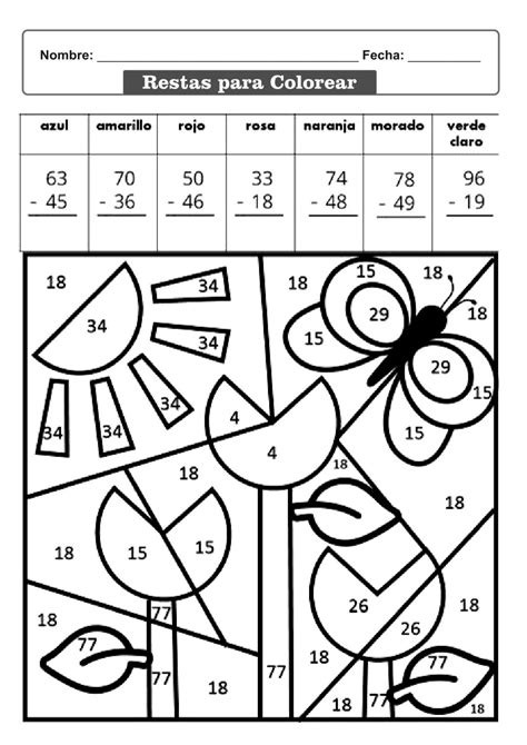 Fichas De Sumas Y Restas Para Colorear Material Educativo Y Material