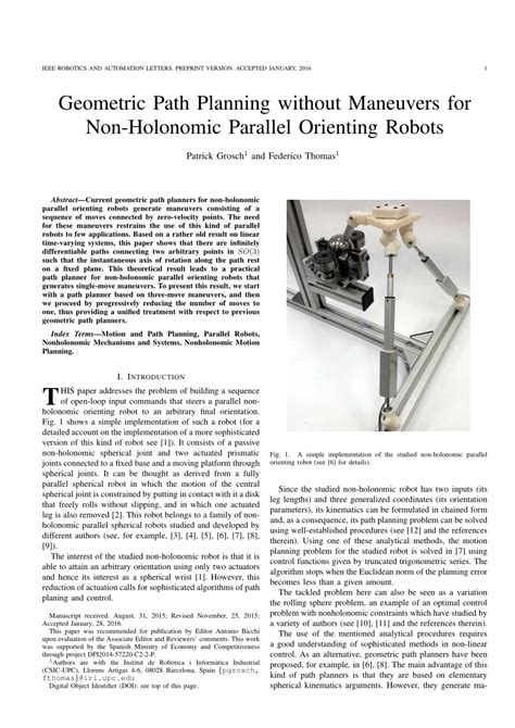 pdf geometric path planning without maneuvers for non holonomic parallel orienting robots
