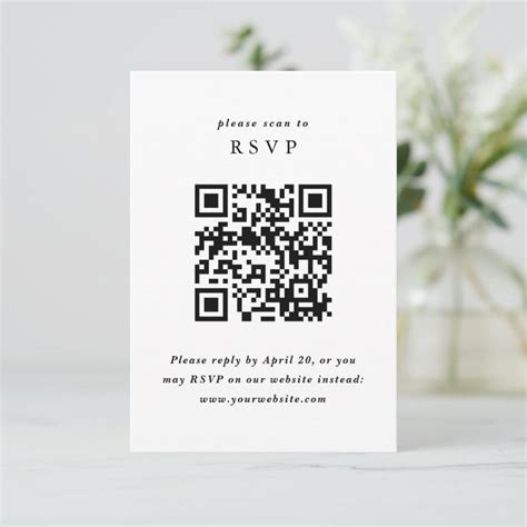 Simple Minimalist RSVP With QR Code Enclosure Card Zazzle Rsvp