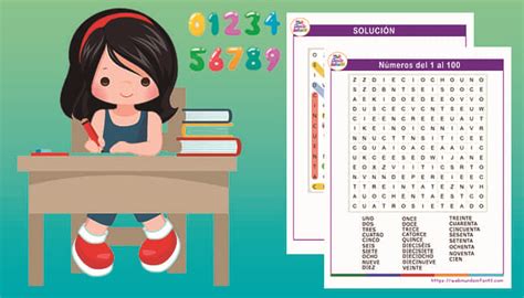Ejercicio de sopa de letras Practica con números 1 100