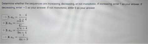 solved determine whether the sequences are increasing