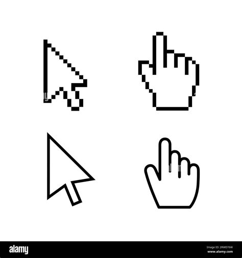 Cursor Mouse Hand Icon Cursor Pixel Pointer Arrow Vector Web Finger