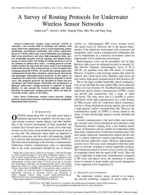a survey of routing protocols for underwater wireless sensor networks download free pdf