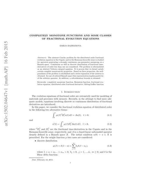 pdf completely monotone functions and some classes of fractional evolution equations