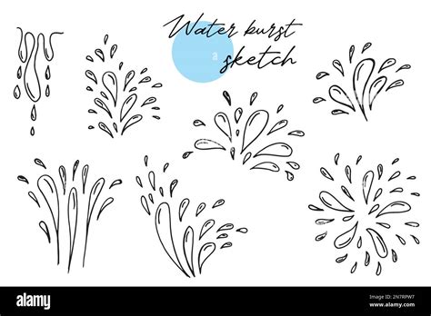 Doodle Water Burst Splash Illustration Hand Drawing Style Vector Stock