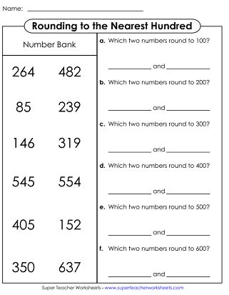 Rounding Worksheets Nearest Hundred