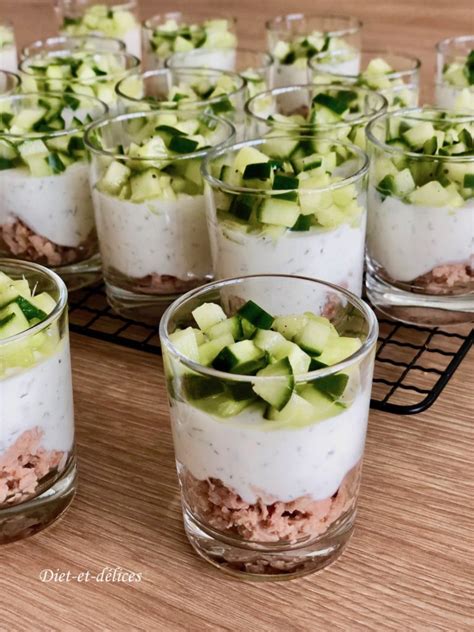 Verrines au thon fromage blanc et concombre Diet Délices