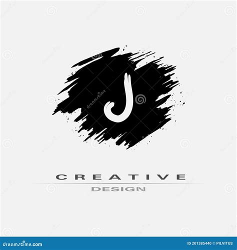 Letter J Logo With Brush Stroke And Splatter Elements Handwritten