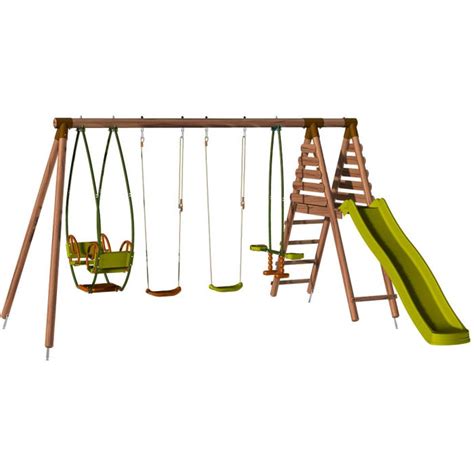 Balançoire en bois et toboggan Jacinthe 4 agrès Soulet