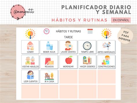 Planificador De Rutinas Diario Y Semanal 100 Tarjetas De Acciones