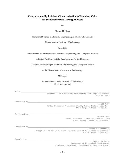 pdf computationally efficient characterization of standard cells for statistical static timing