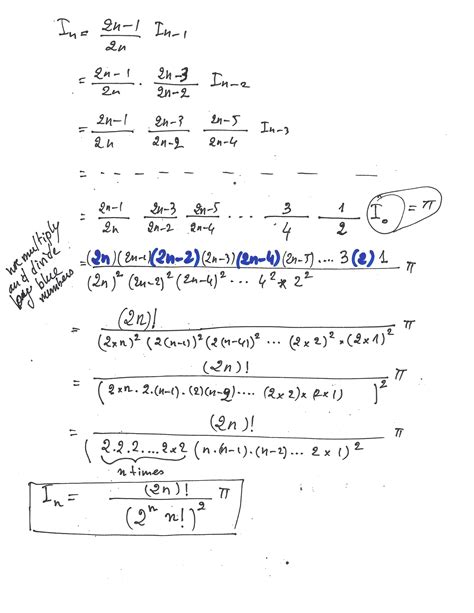 Integration I N Int 0 Pi Sin 2n Theta D Theta